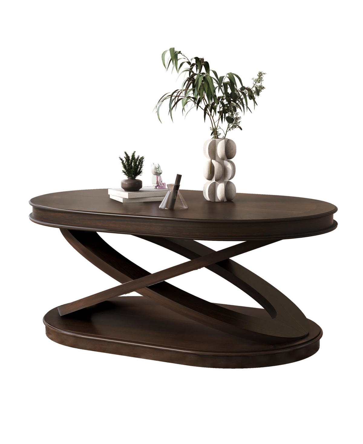 Click here for Rainsken Vintage 2-Tier Oval Coffee Table  Wood Ce... prices