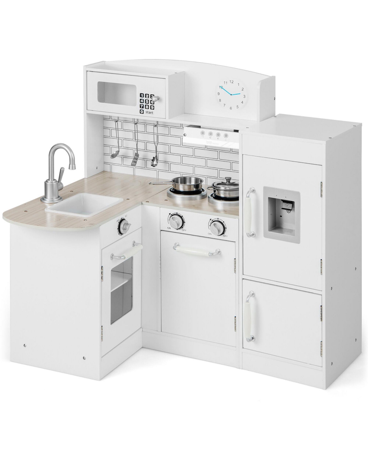 Click here for Gymax Kids Corner Kitchen Playset Wooden Chef Play... prices