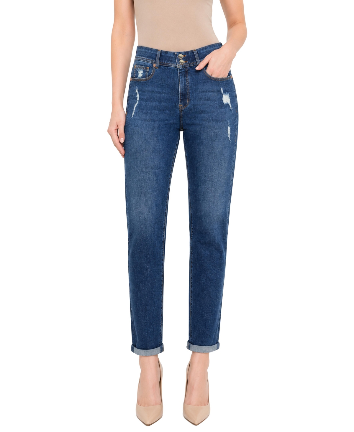 Click here for Indigo Poppy Womens Two Button Tummy Tuck High Ris... prices