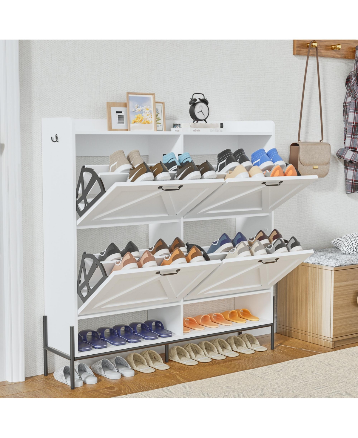 Click here for homfan Shoe Storage Cabinet with 4 Flip Drawers  S... prices