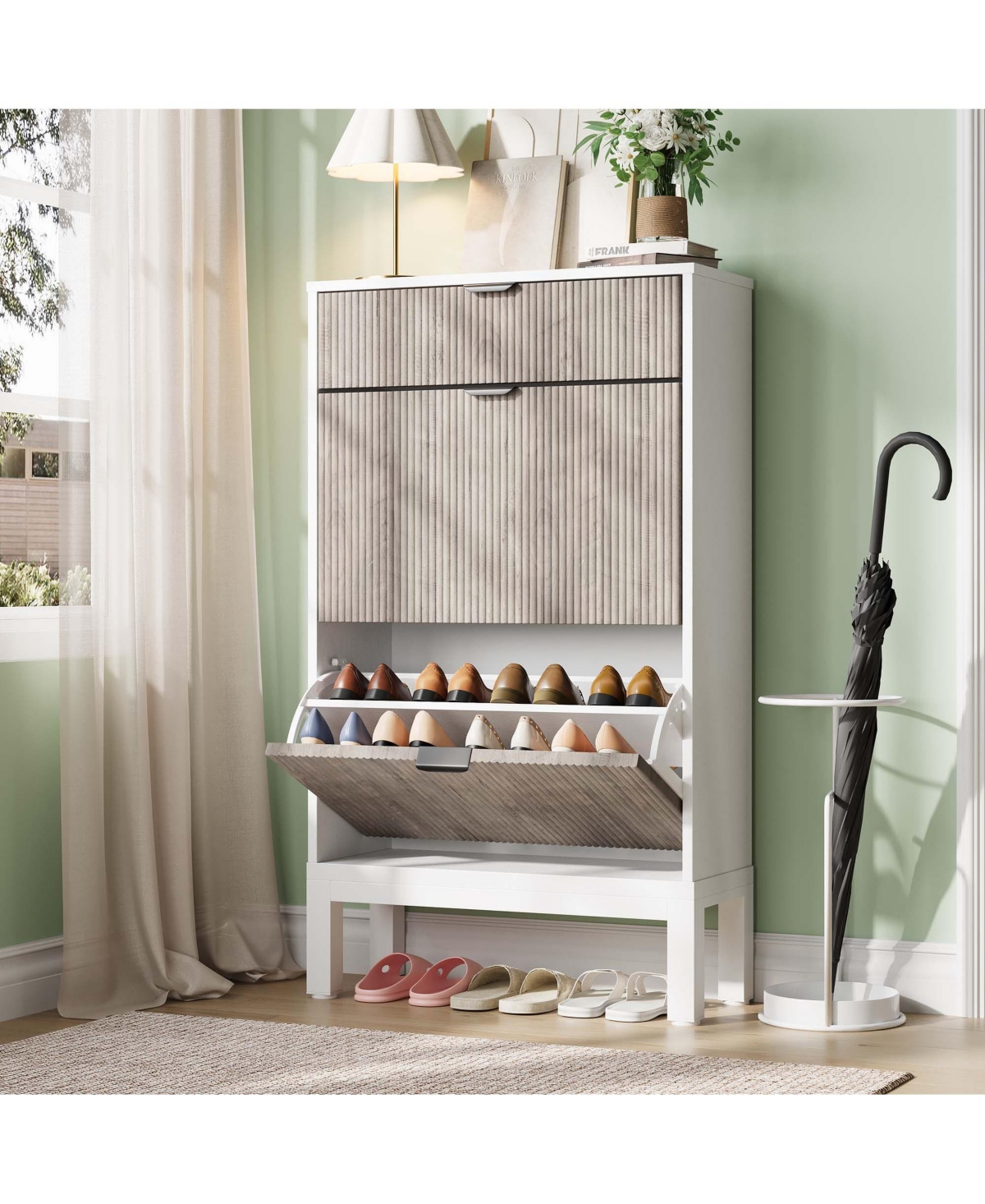 Click here for Shoe Storage Cabinet with 2 Flip Drawers  Narrow S... prices