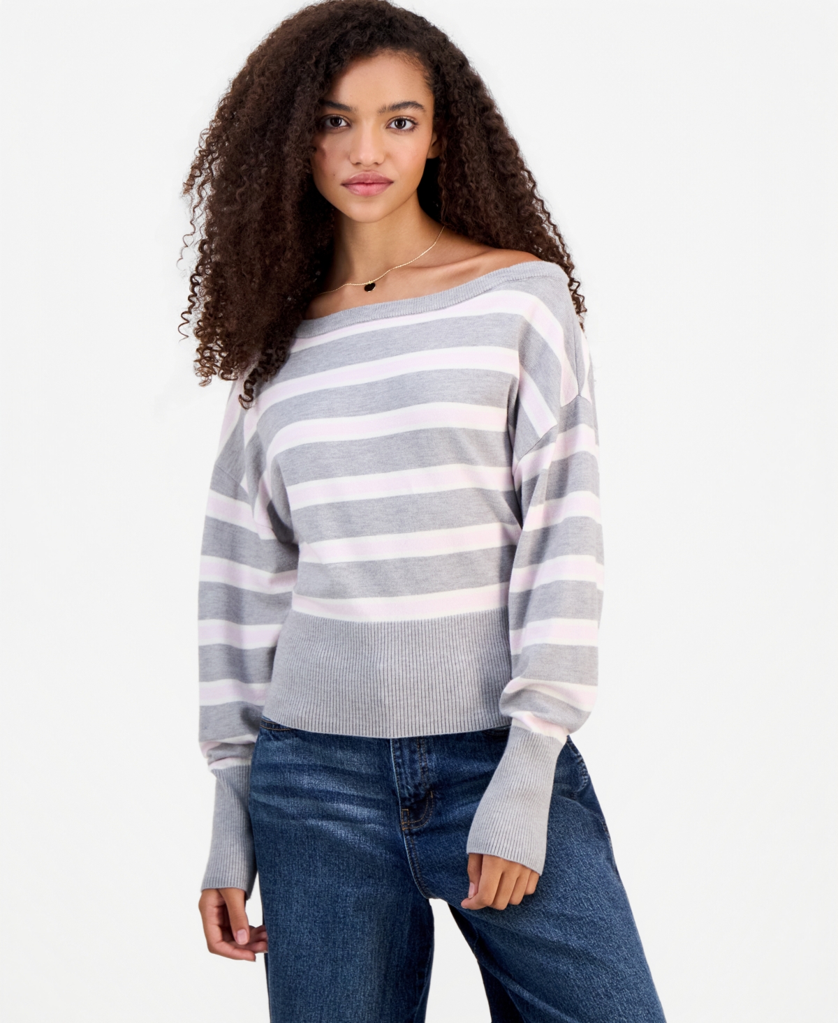 Click here for Pink Rose Juniors Off-The-Shoulder Dropped-Sleeve... prices