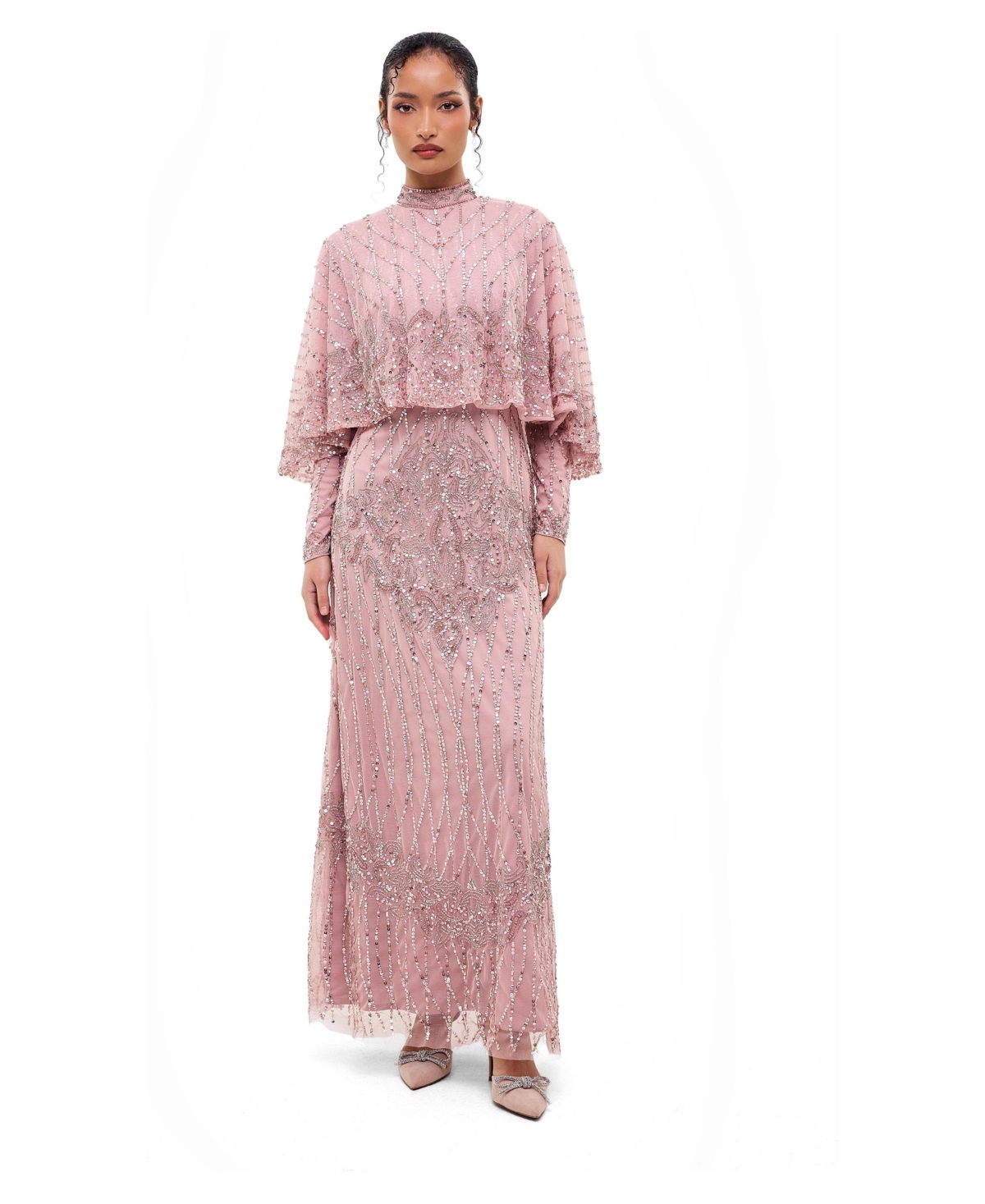 Click here for Maryisa Womens Modest Cape Embellished Sequins Gow... prices
