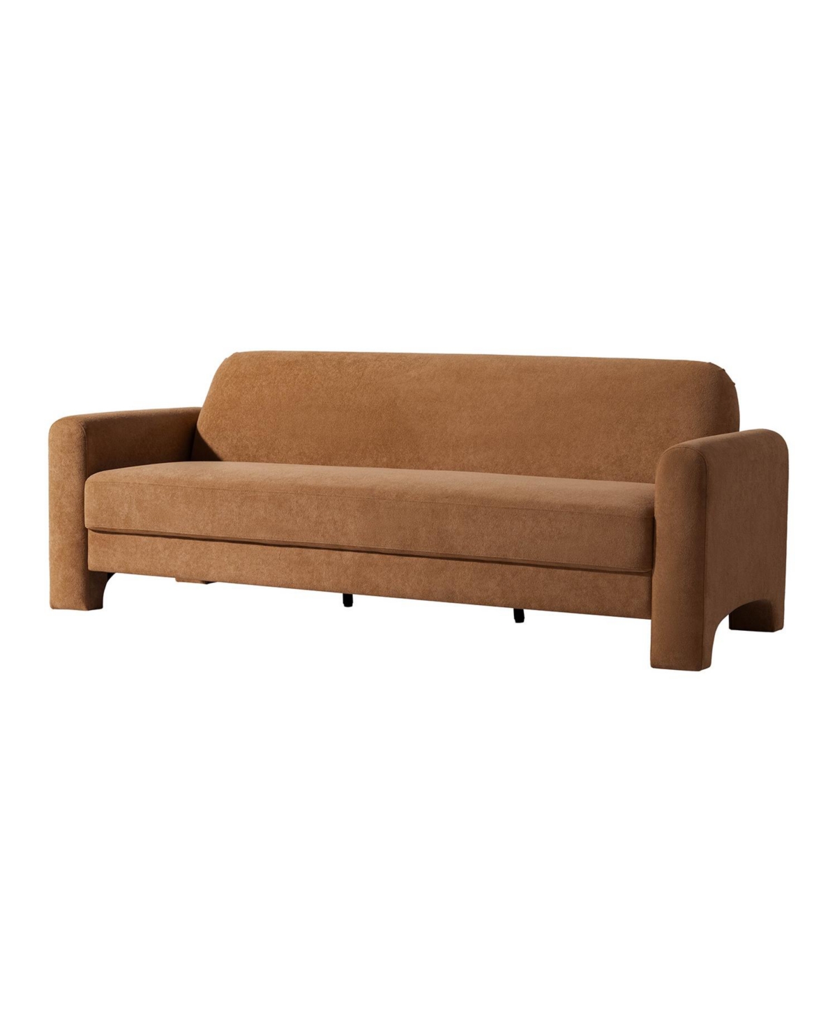 Click here for Hulala Home Isai Modern Curved Velvet Sofa - Caram... prices