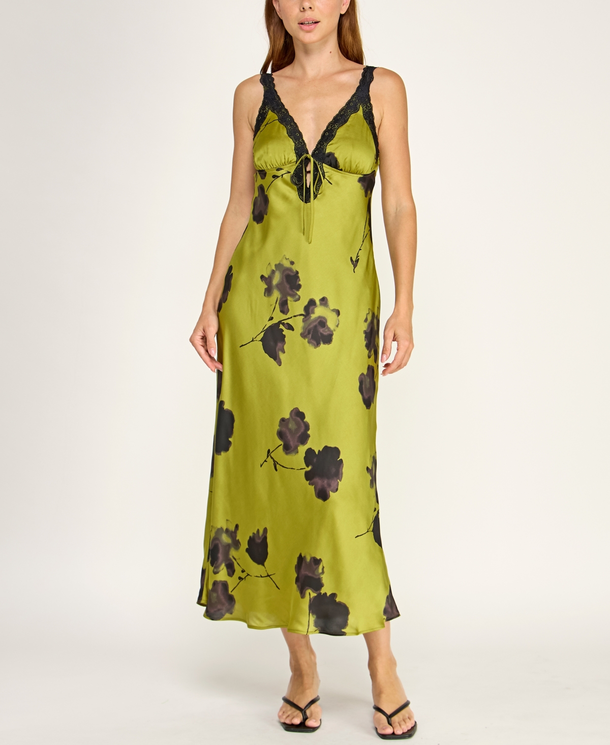 Click here for Row A Juniors Sleeveless Lace V-Neck Dress - Olive prices