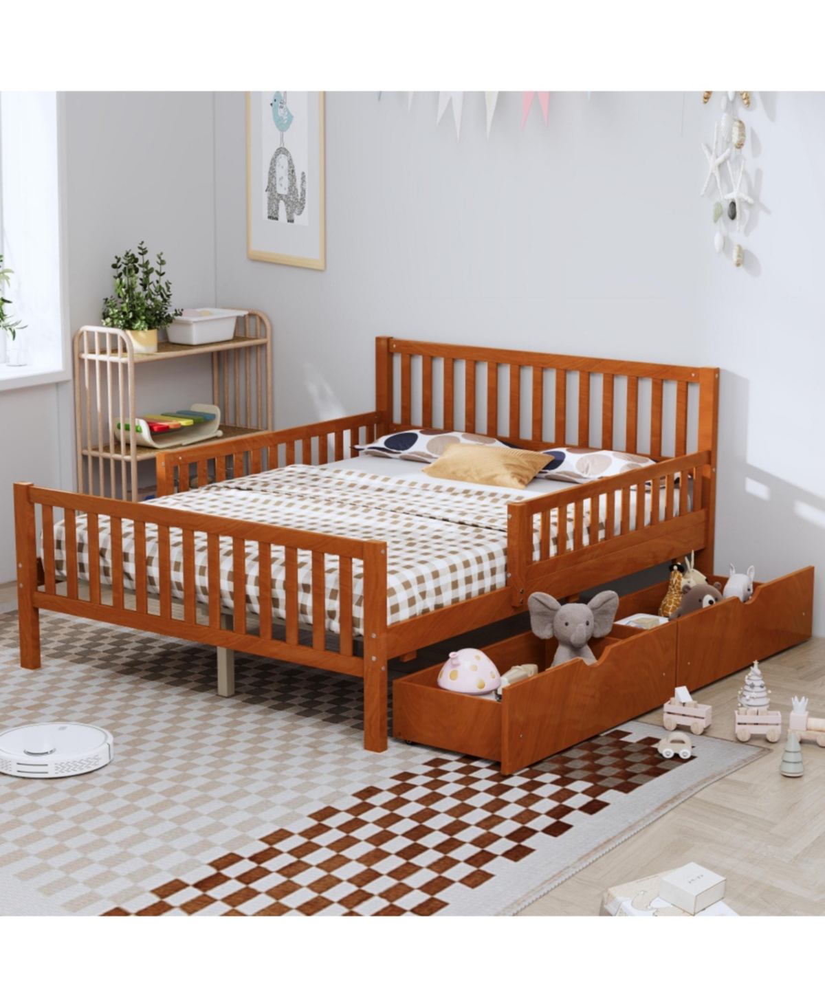 Click here for Rainsken Simple Wood Platform Bed with Guardrails... prices