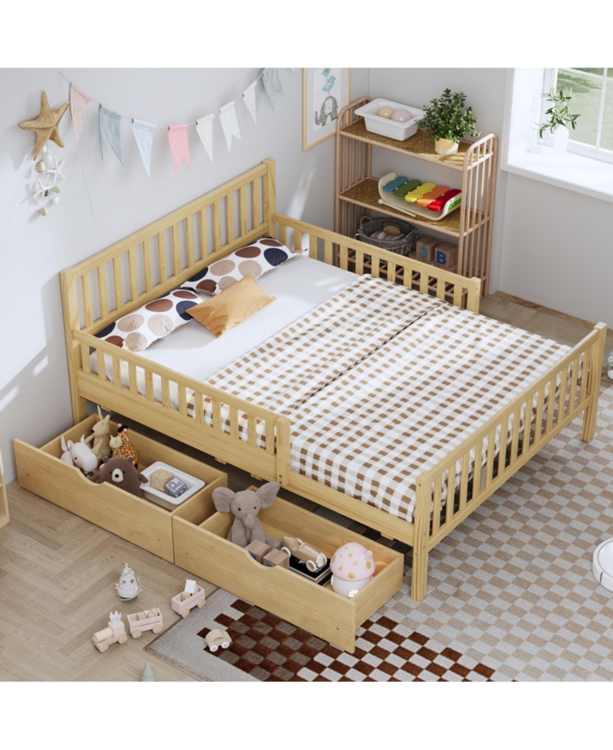 Click here for Rainsken Simple Wood Platform Bed with Guardrails... prices