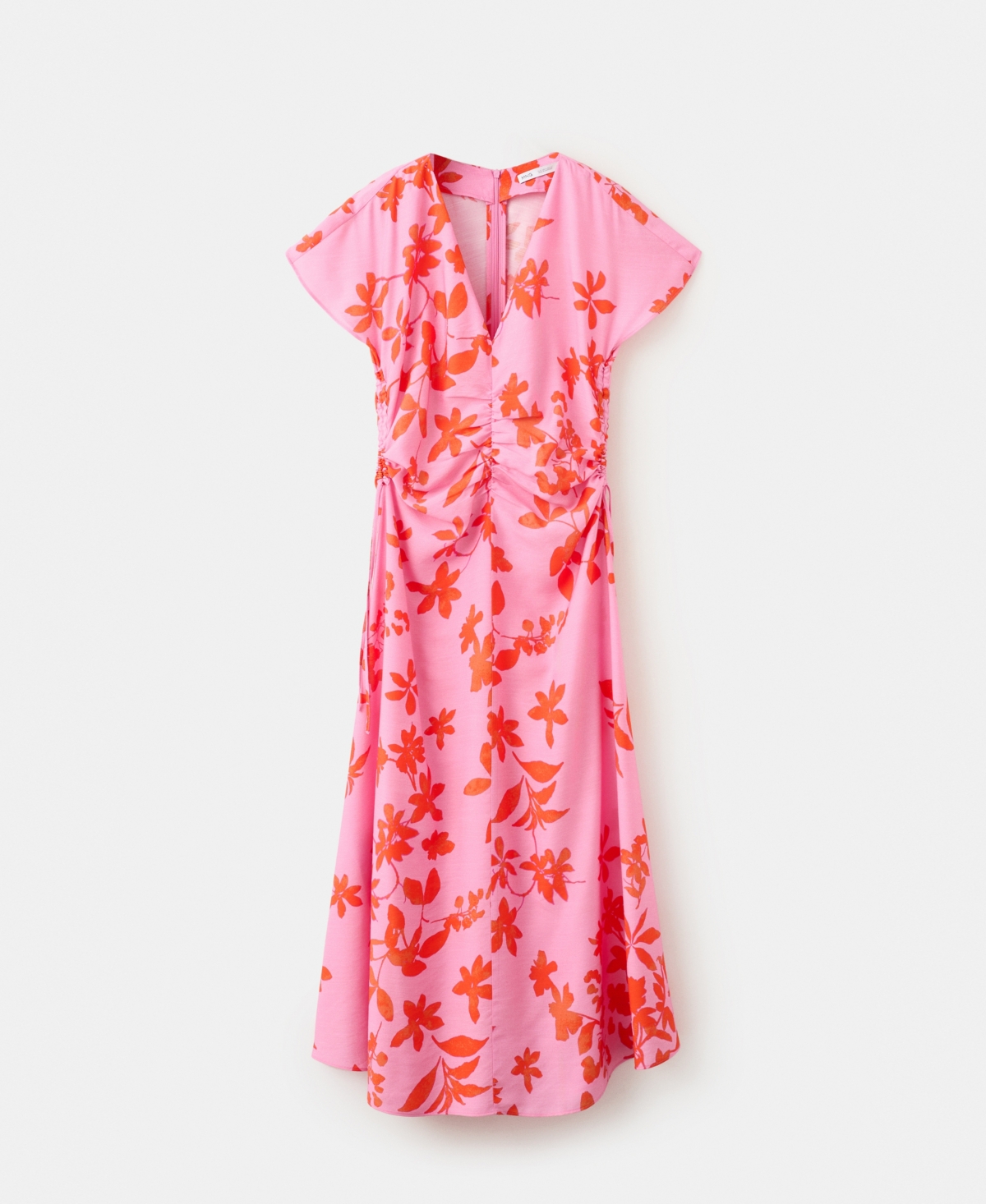 Click here for Mango Womens Ruched Sides Floral Dress - Pink prices