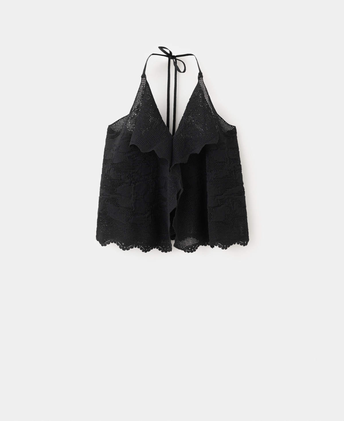 Click here for Mango Womens Embroidered Knit Halter Top - Black prices