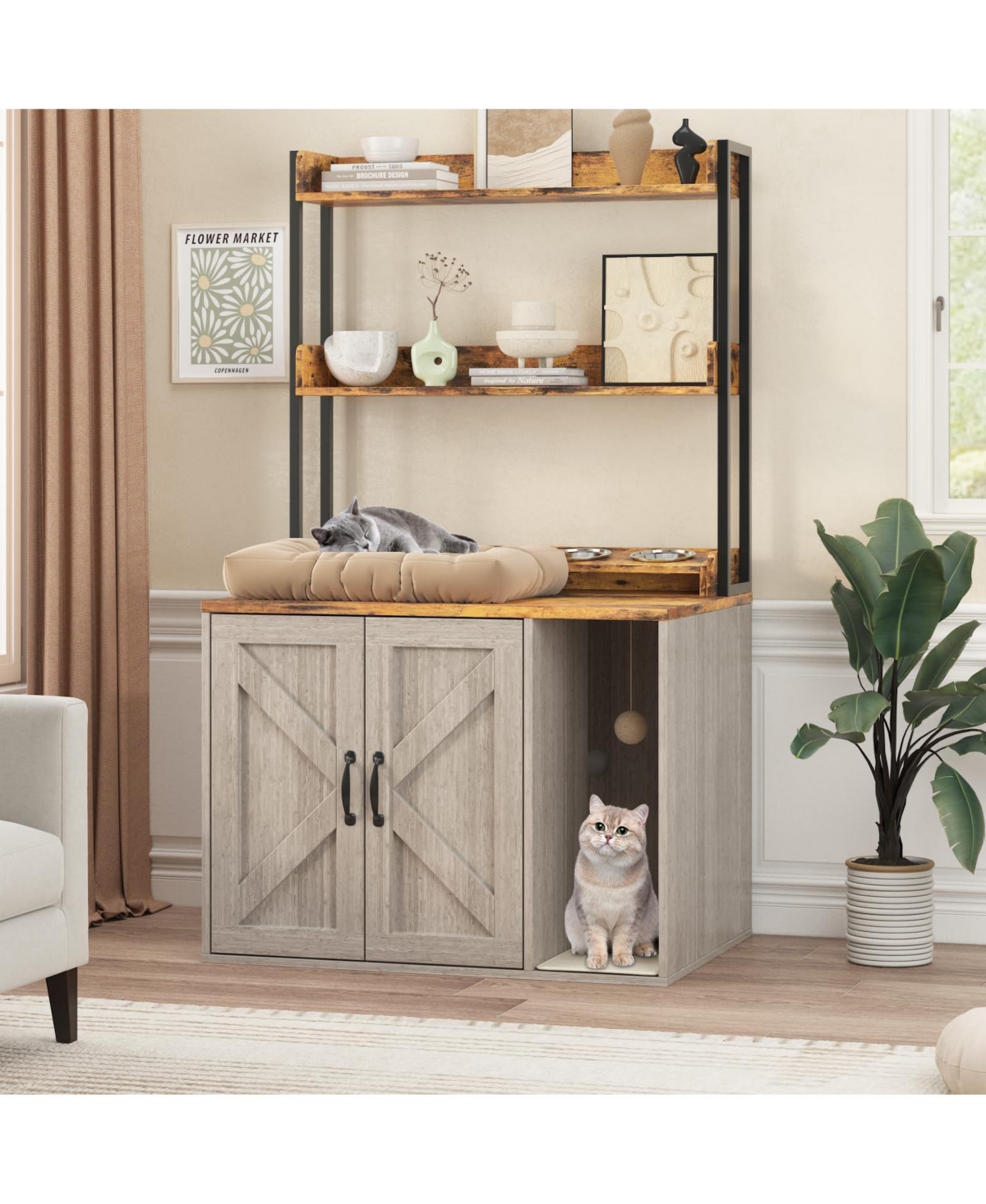 Click here for homfan Modern Wooden Cat Litter Box Enclosure Cabi... prices