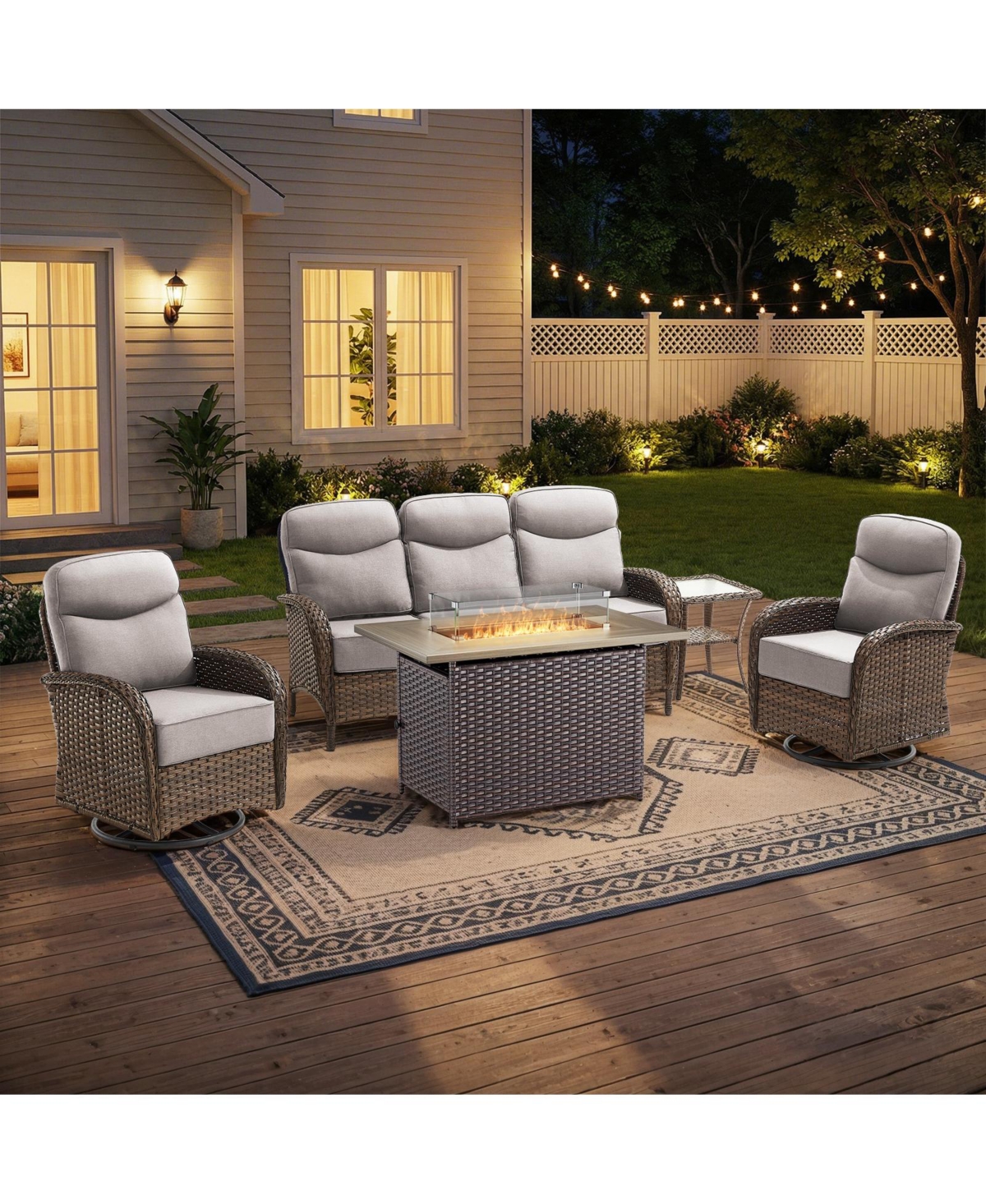 Click here for Pocassy Cushion Patio Furniture Set with Fire Pit... prices