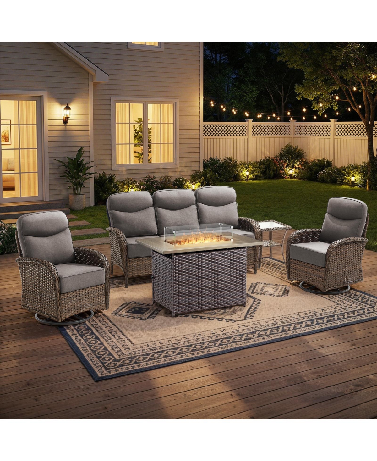 Click here for Pocassy Cushion Patio Furniture Set with Fire Pit... prices