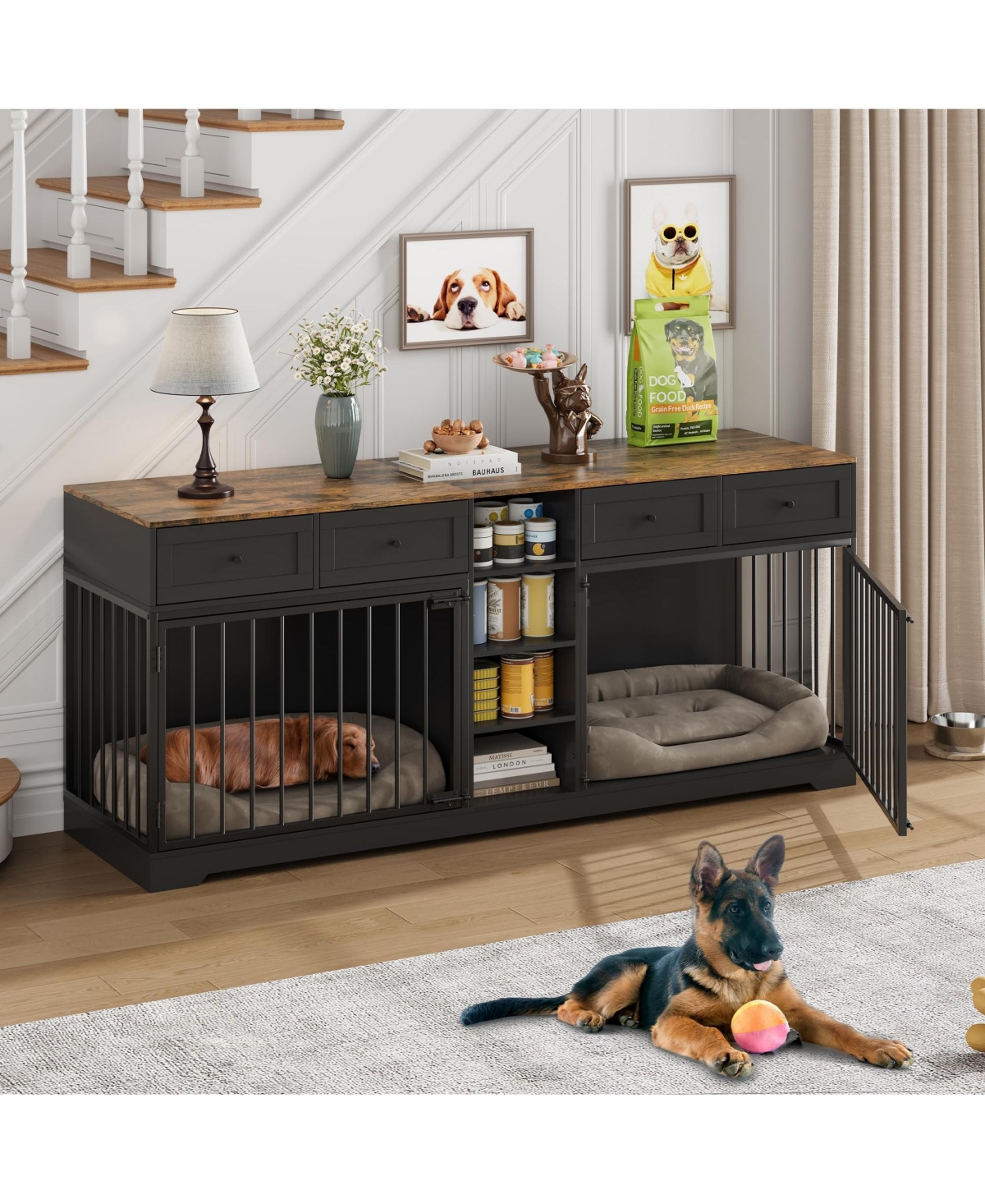 Click here for Large Double Dog Crate Furniture  Wooden Indoor Ke... prices