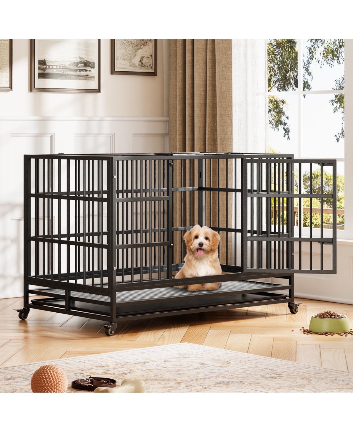Click here for homfan Folding Dog Crate with Wheels  Heavy Duty M... prices