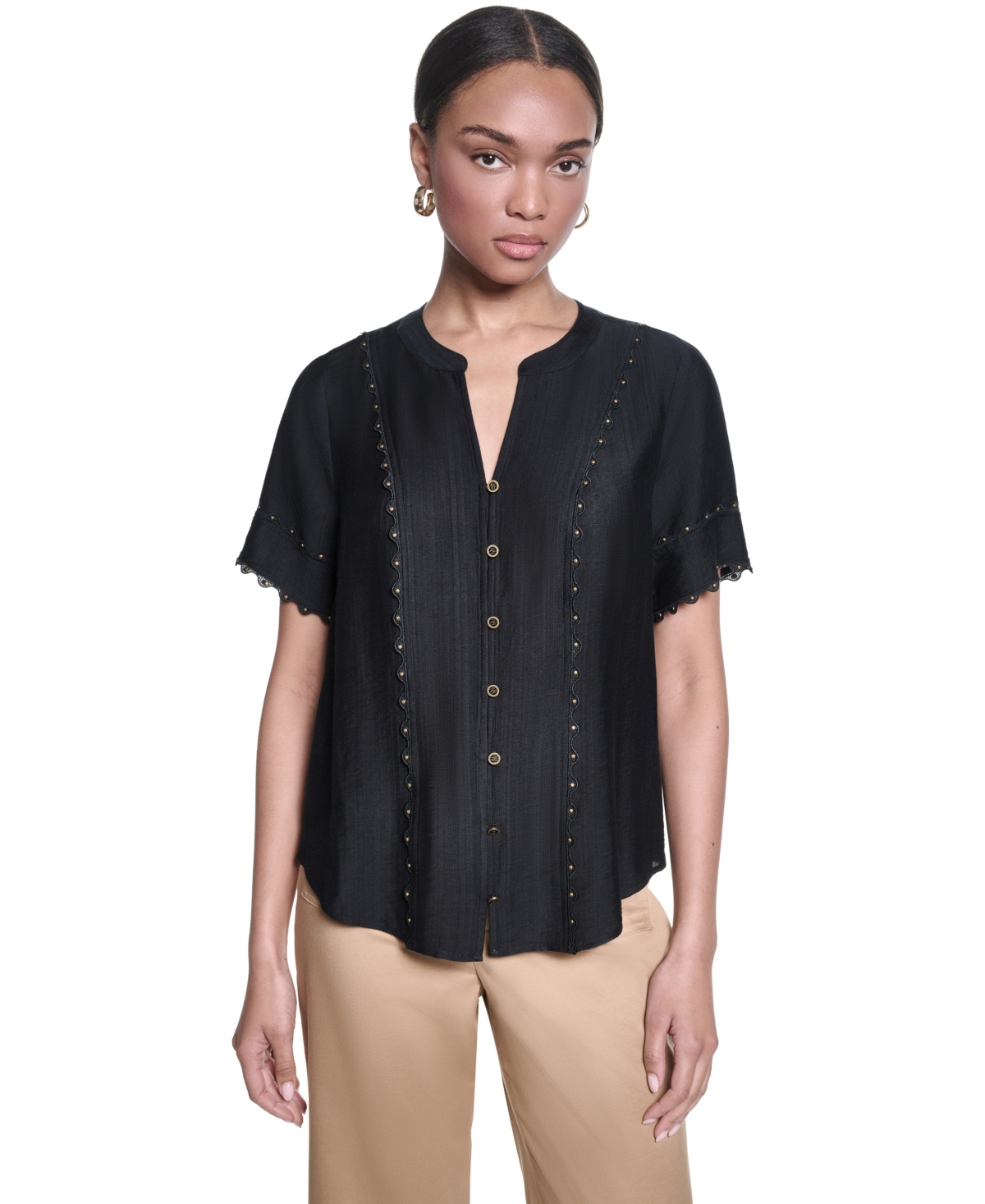 Click here for Karl Lagerfeld Paris Womens Short-Sleeve Nailhead... prices