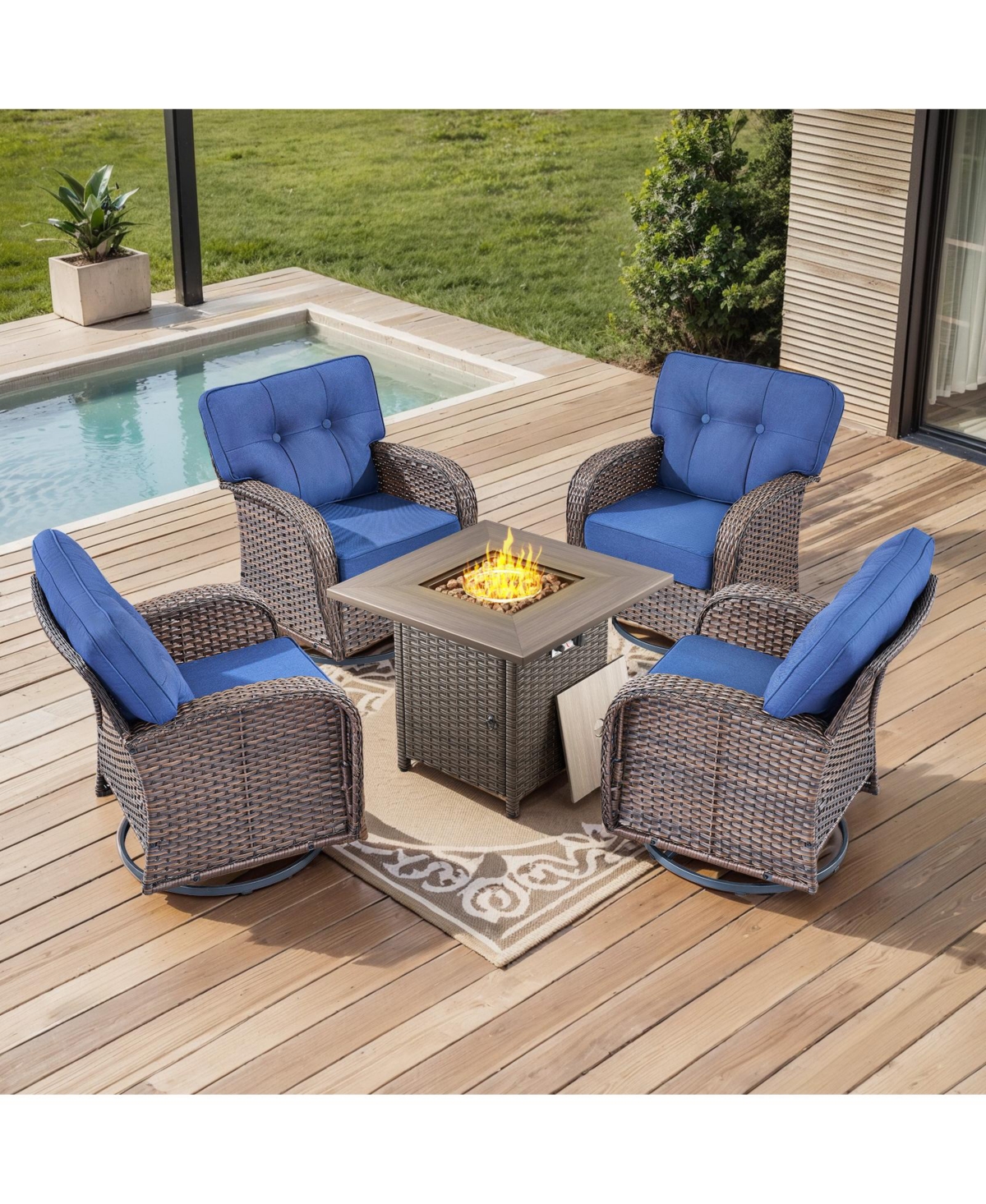 Click here for Pocassy 5 Piece Patio Furniture Set Wicker Swivel... prices