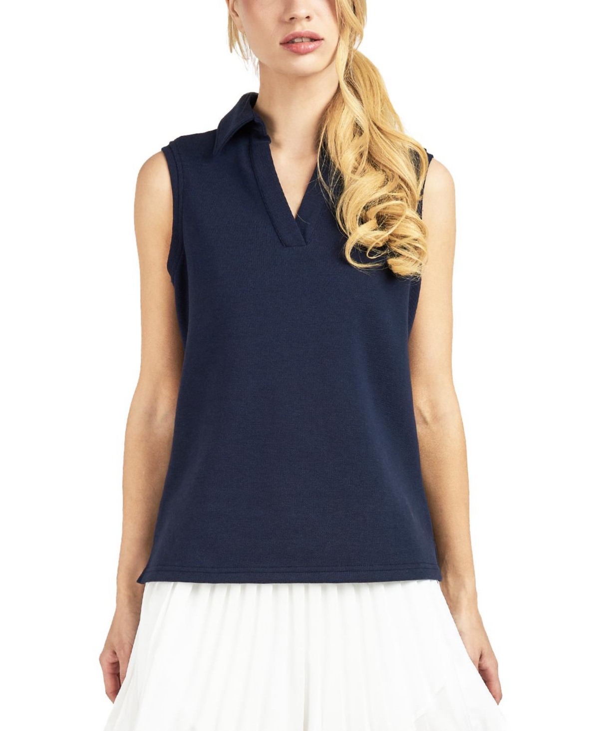 Click here for Elle Collection Womens Sleeveless Polo - Navy prices