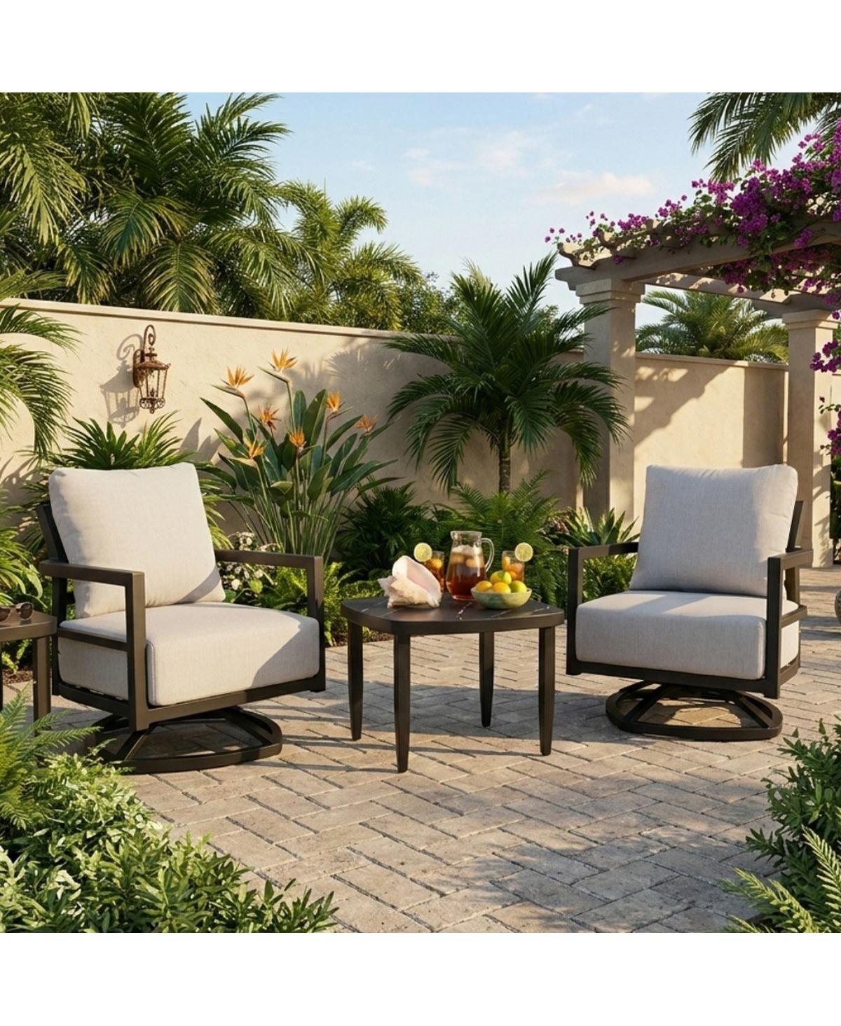 Click here for Asagikoiai 3-Piece Outdoor Aluminum Swivel Lounge... prices