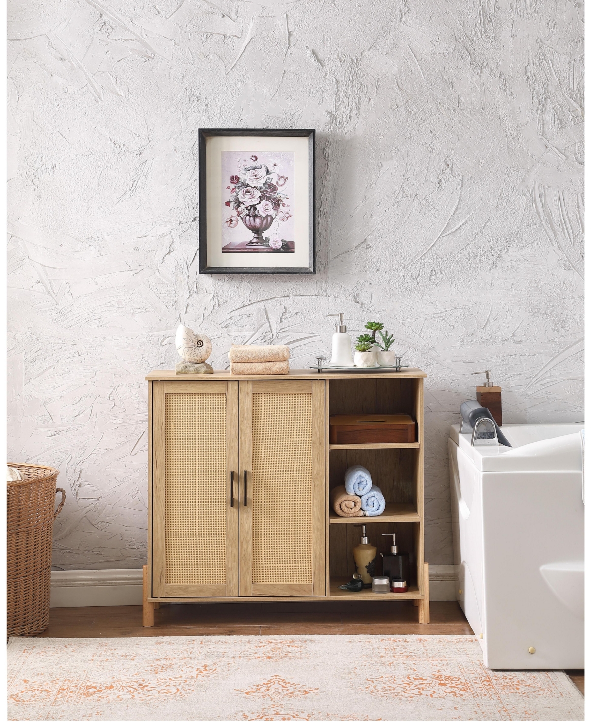 Click here for Flynama Mid Century Rattan Storage Cabinet with Op... prices