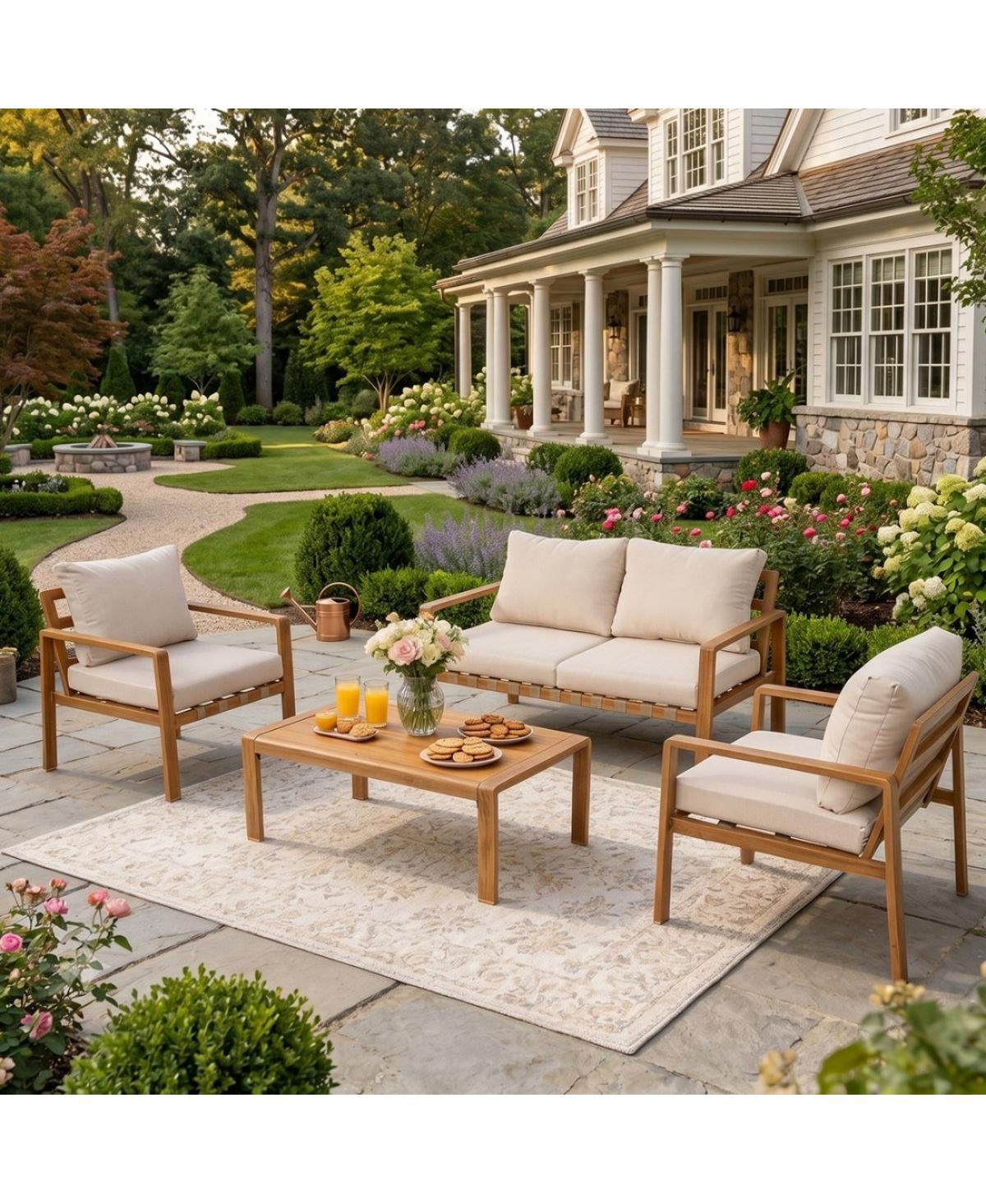 Click here for Asagikoiai 4 Piece Aluminum Outdoor Conversation S... prices