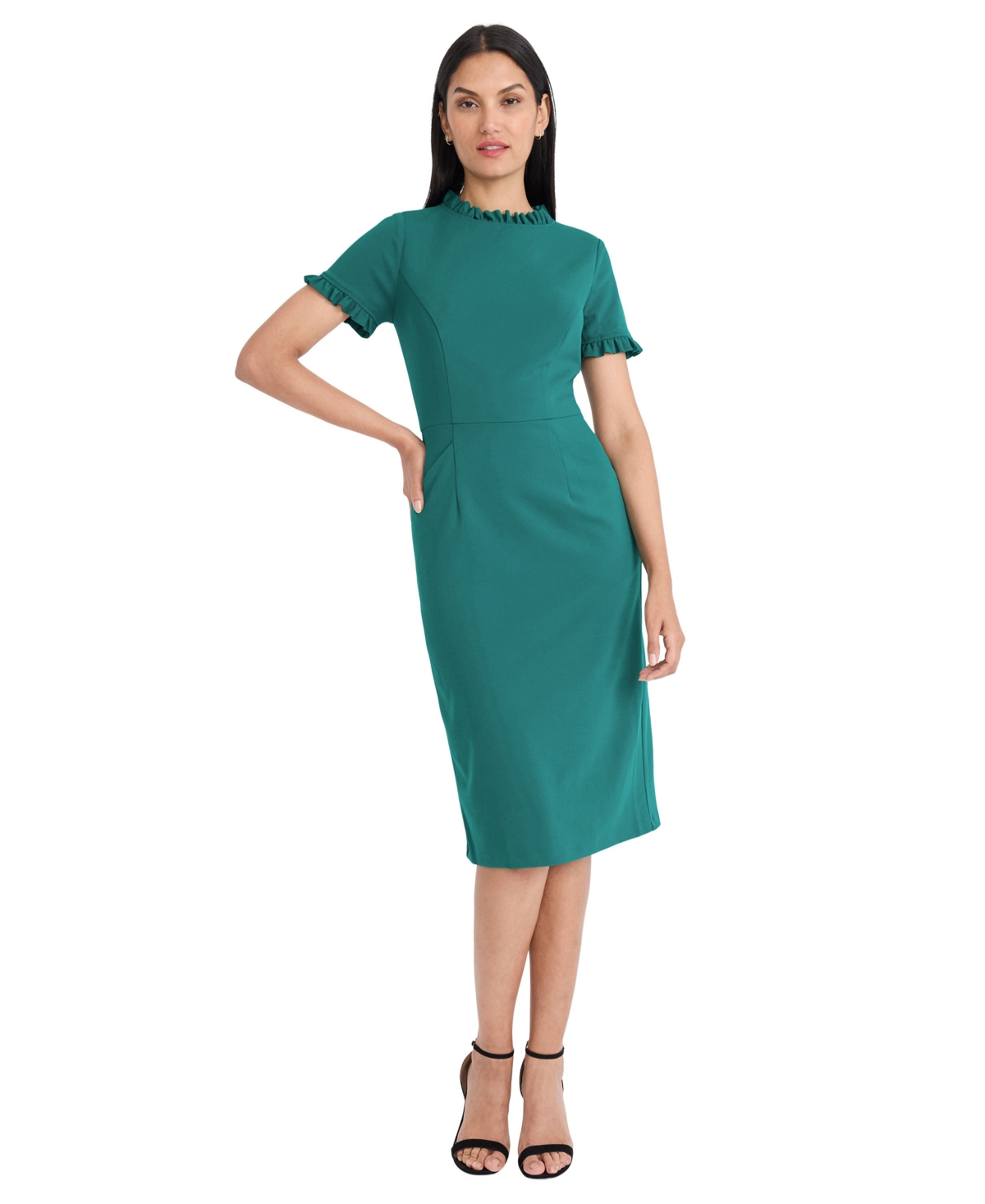 Click here for Maggy London Womens Ruffled-Trim Sheath Dress - No... prices