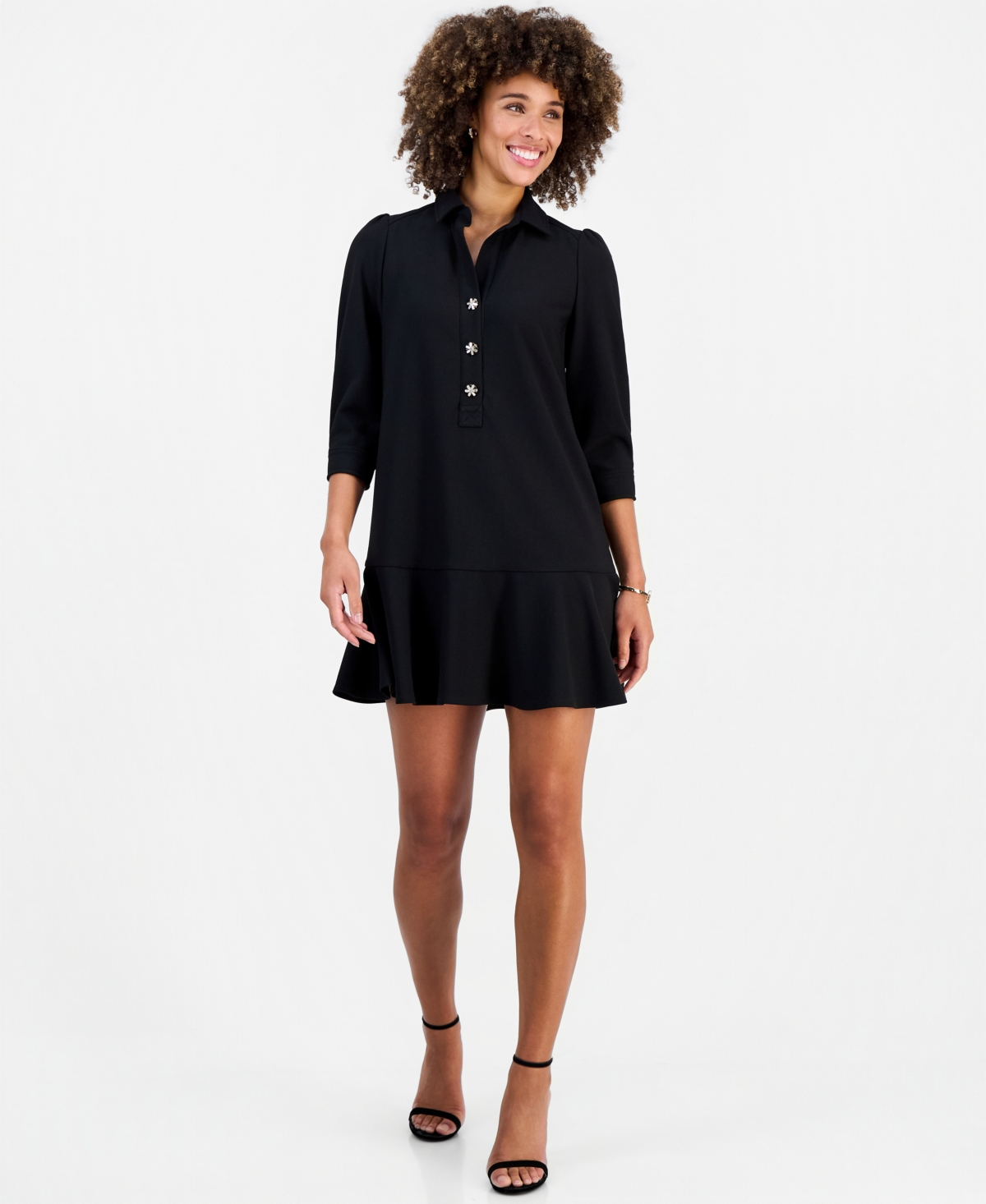 Click here for Robbie Bee Womens Button-Front Flared-Hem Dress -... prices