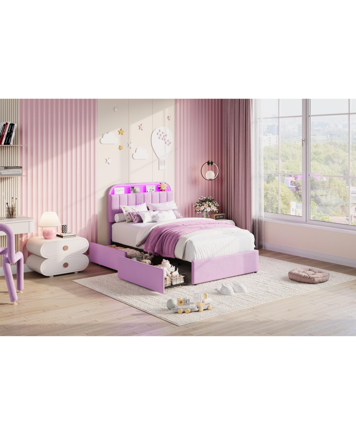 Click here for homfan Bed Frame with 2 Flexible Drawers  Velvet U... prices