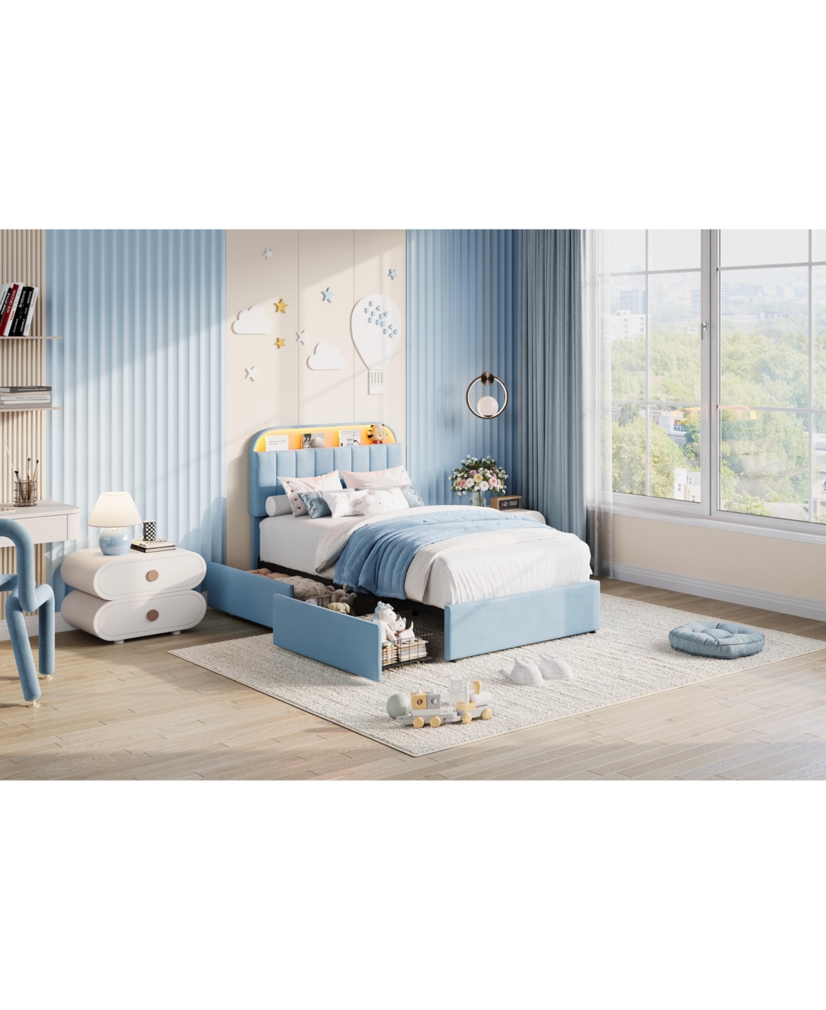 Click here for homfan Bed Frame with 2 Flexible Drawers  Velvet U... prices