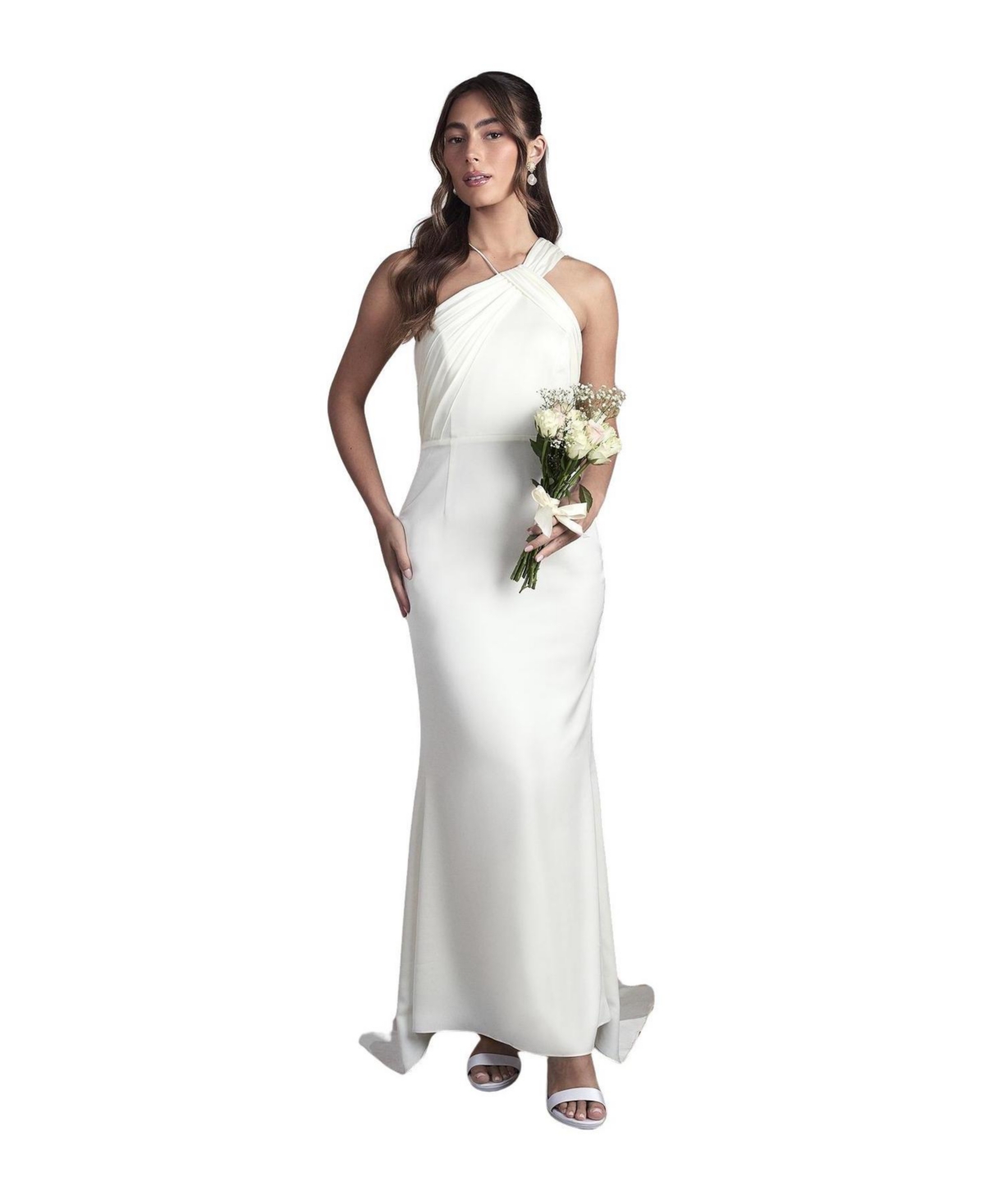 Click here for Coast Womens Satin Halter Neck Fishtail Dress - Iv... prices