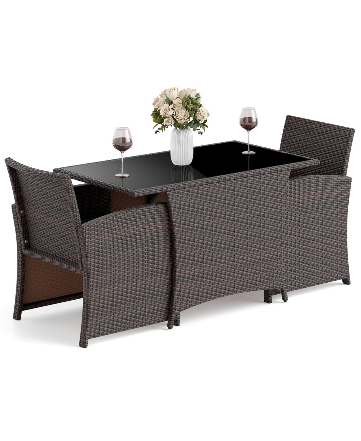 Click here for Costway 3 Piece Wicker Bistro Set Balcony Furnitur... prices