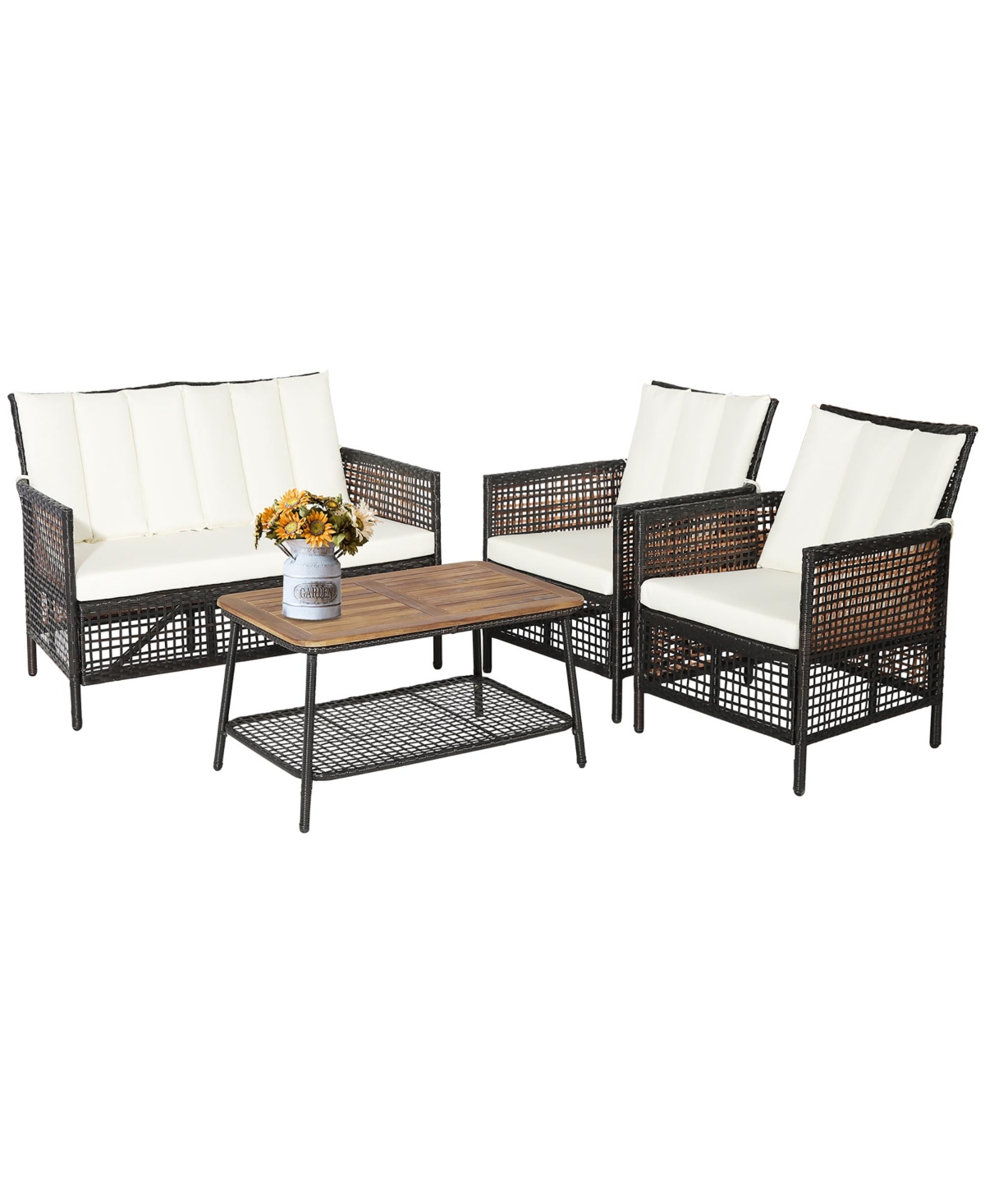 Click here for Costway 4Piece Patio Rattan Furniture Set Cushione... prices