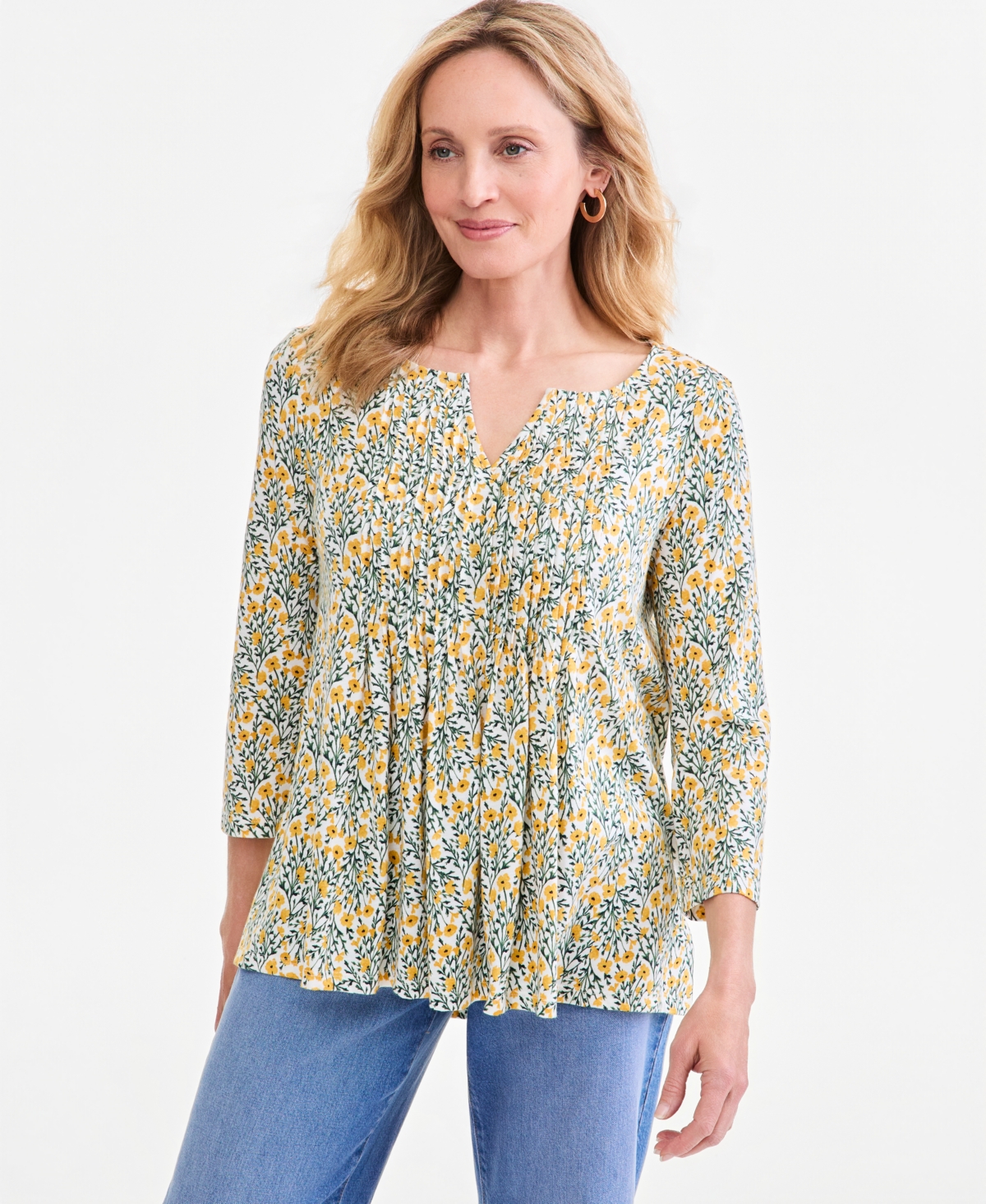 Click here for Style & Co Womens Patterson Flora Floral 3/4 Sleev... prices