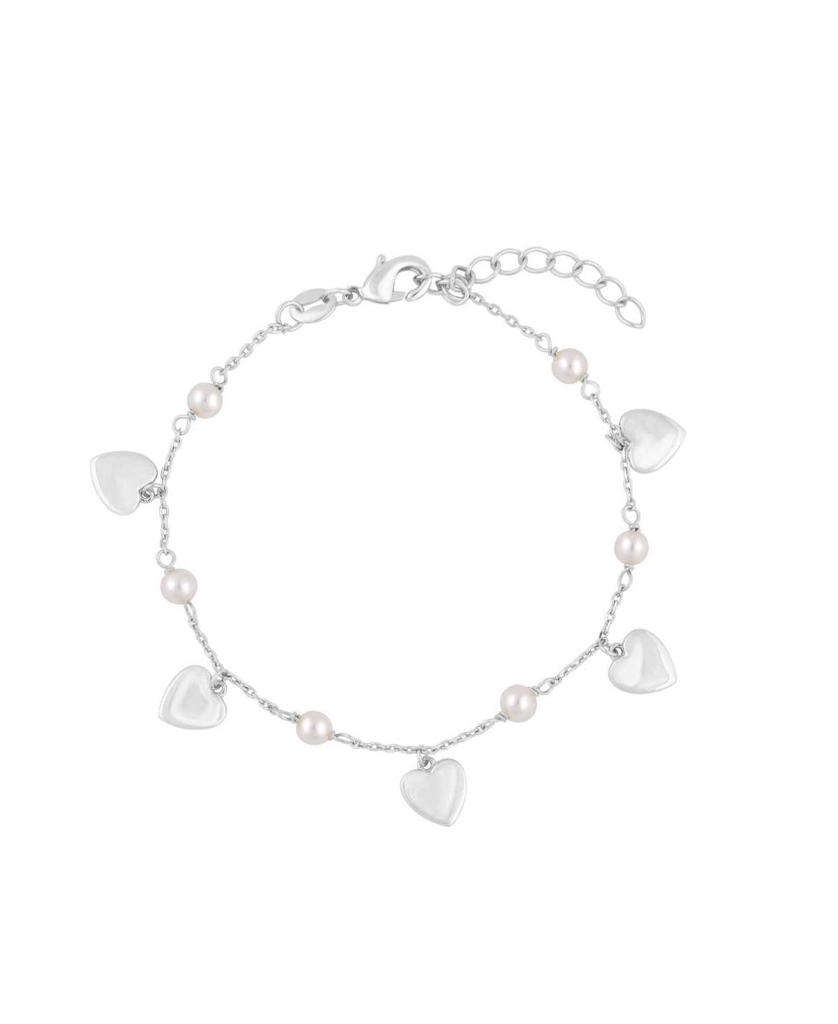 Click here for Simona Polished Heart Charm Pearl Anklet - Silver prices