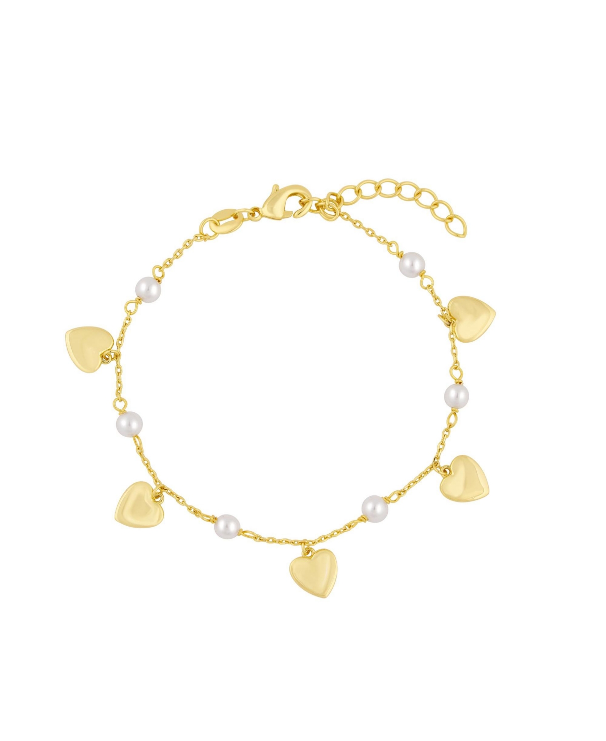 Click here for Simona Polished Heart Charm Pearl Anklet - Gold prices