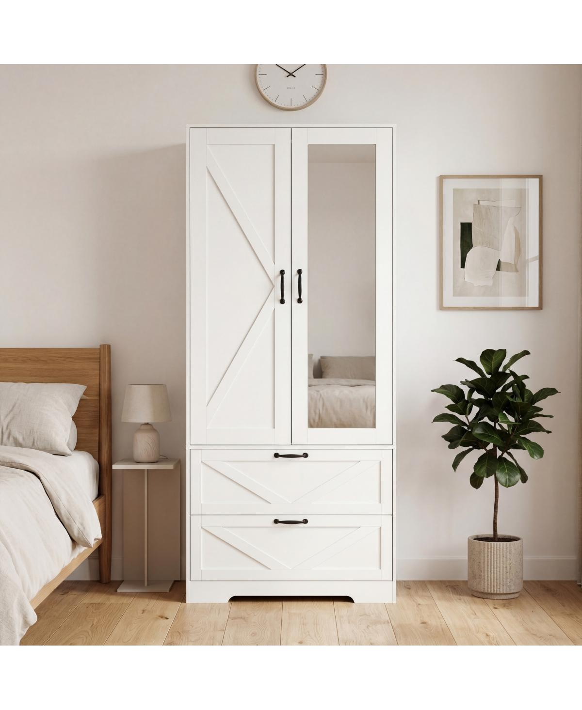 Click here for Streamdale Furniture 2-Door Wood Wardrobe with Han... prices