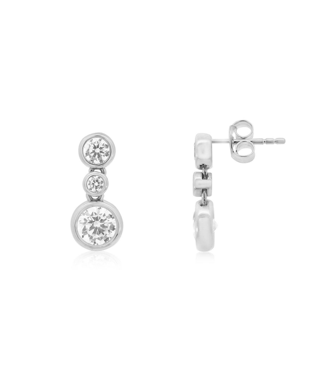 Click here for The Lovery Cz Triple Bezel Drop Earrings Sterling... prices