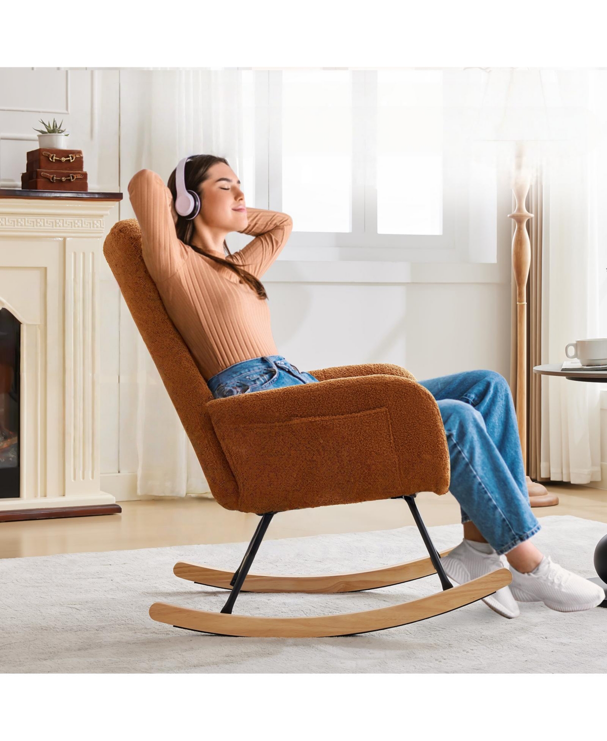 Click here for homfan 25.8D x 25.8W x 40H in Upholstered Rocking... prices