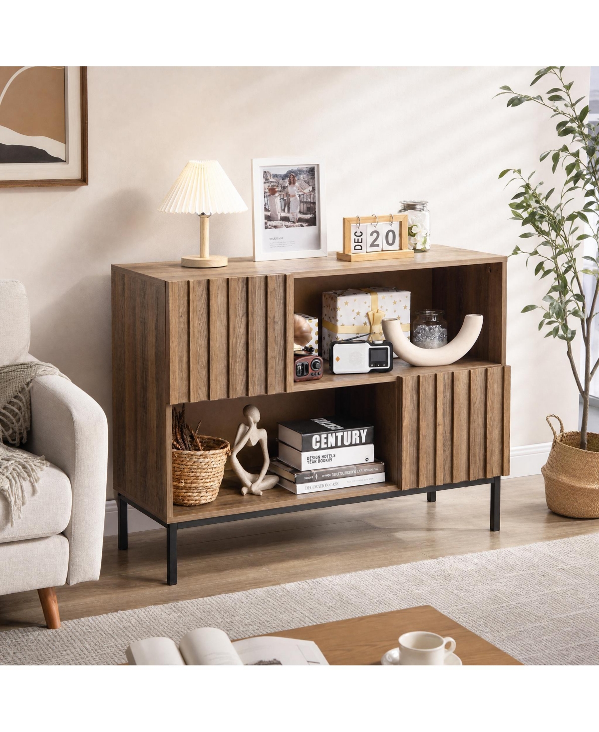 Click here for homfan Modern Farmhouse Entryway Console with Wavy... prices