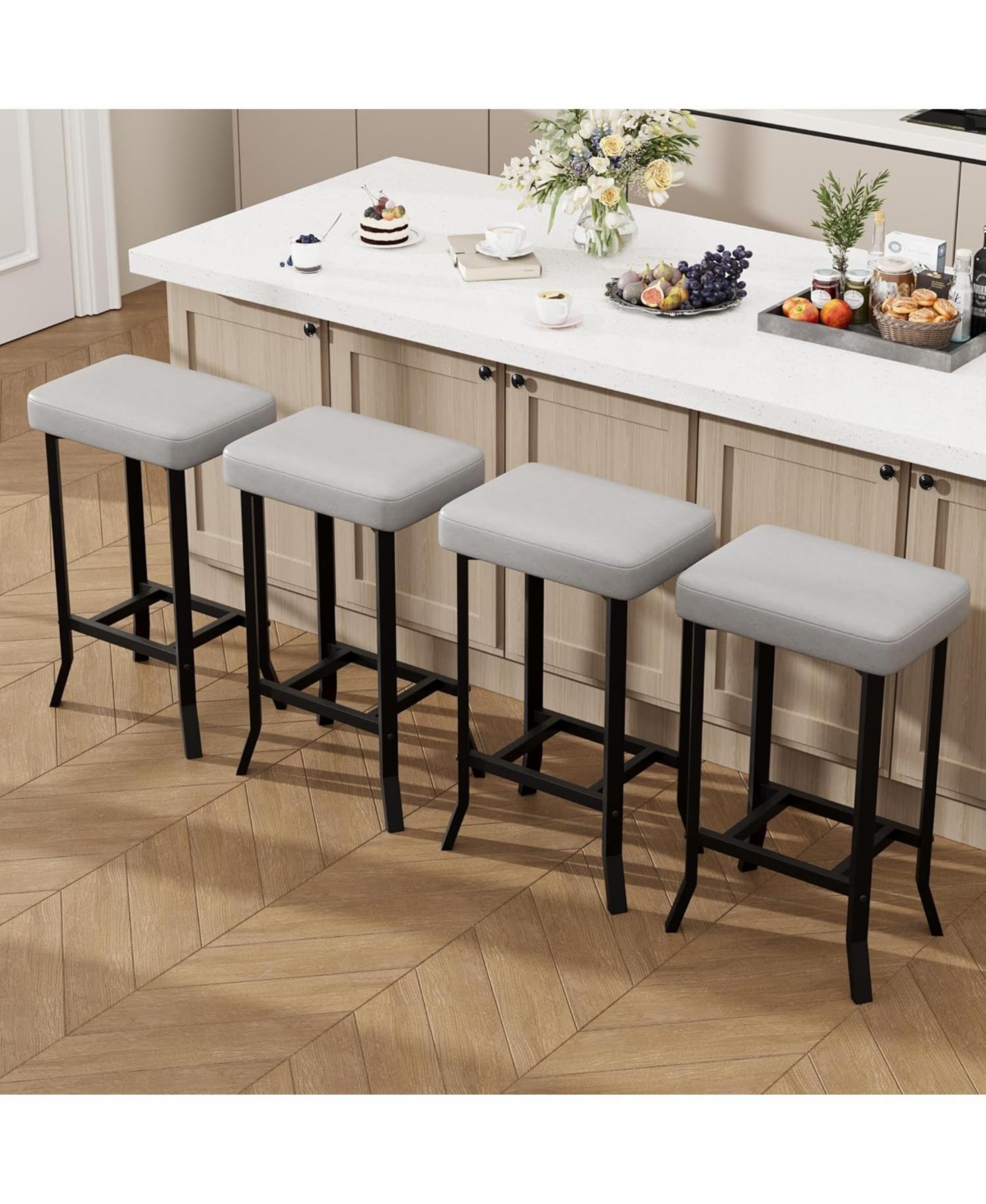 Click here for homfan Set of 4 24.6 Inch Bar Stools  Premium Faux... prices