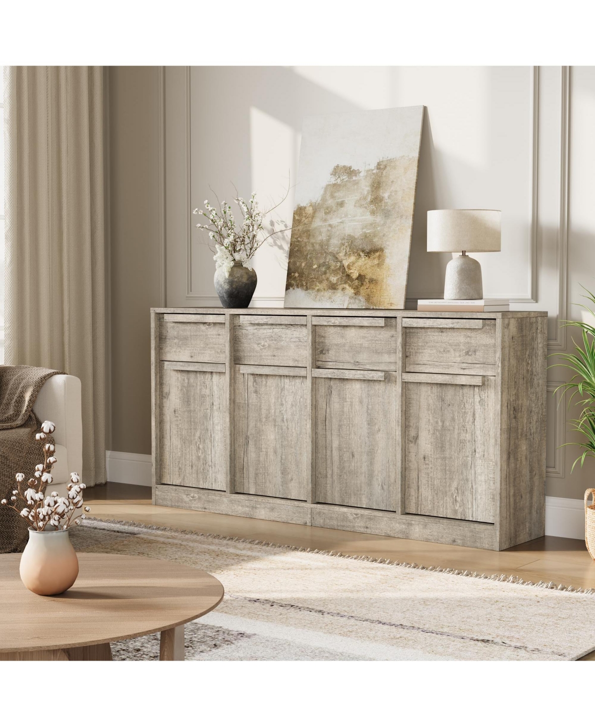 Click here for homfan Sideboard Buffet Cabinet with 4 Drawers  62... prices