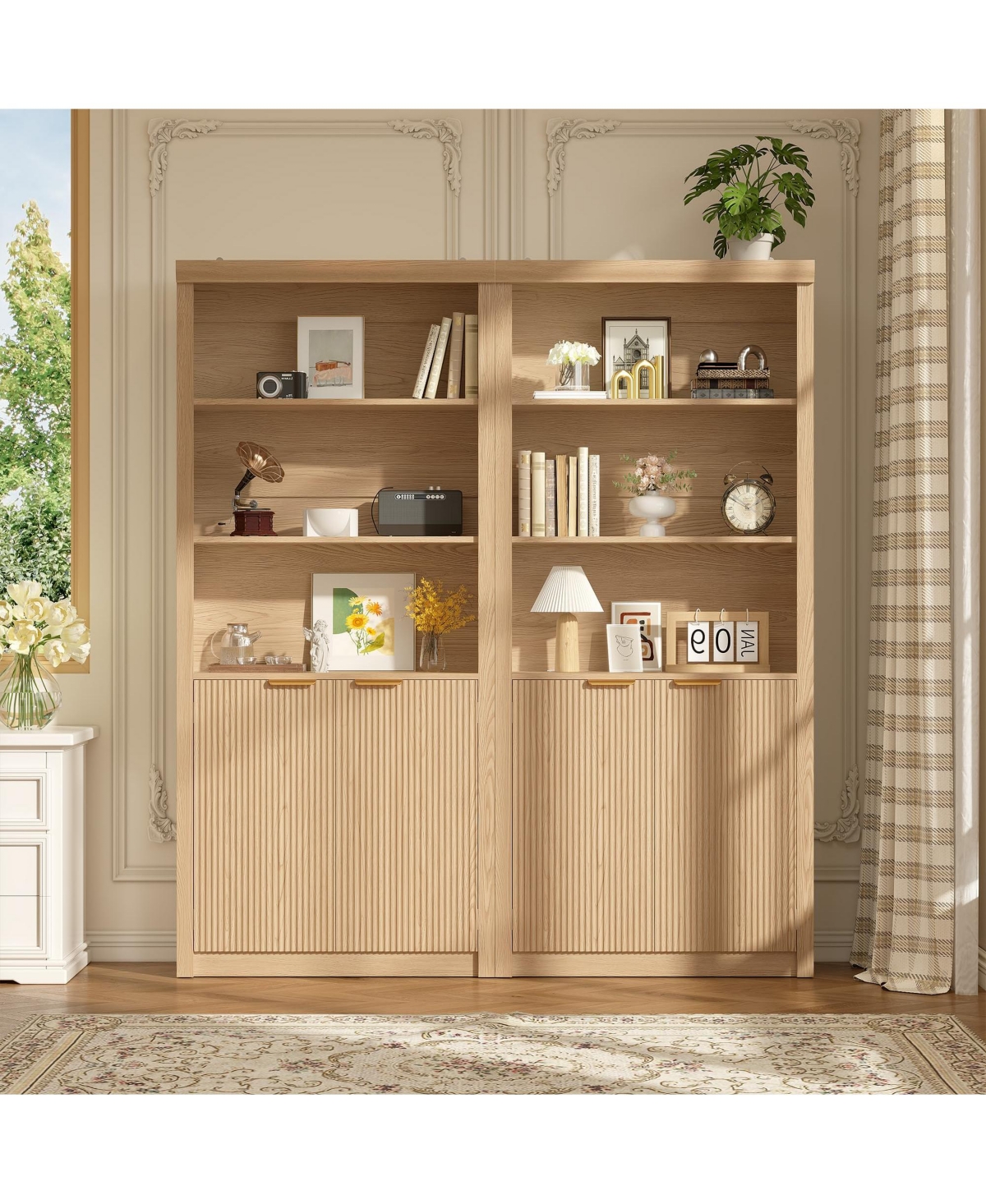 Click here for homfan 2 Set of Modern Tall Wooden Bookcase with 5... prices