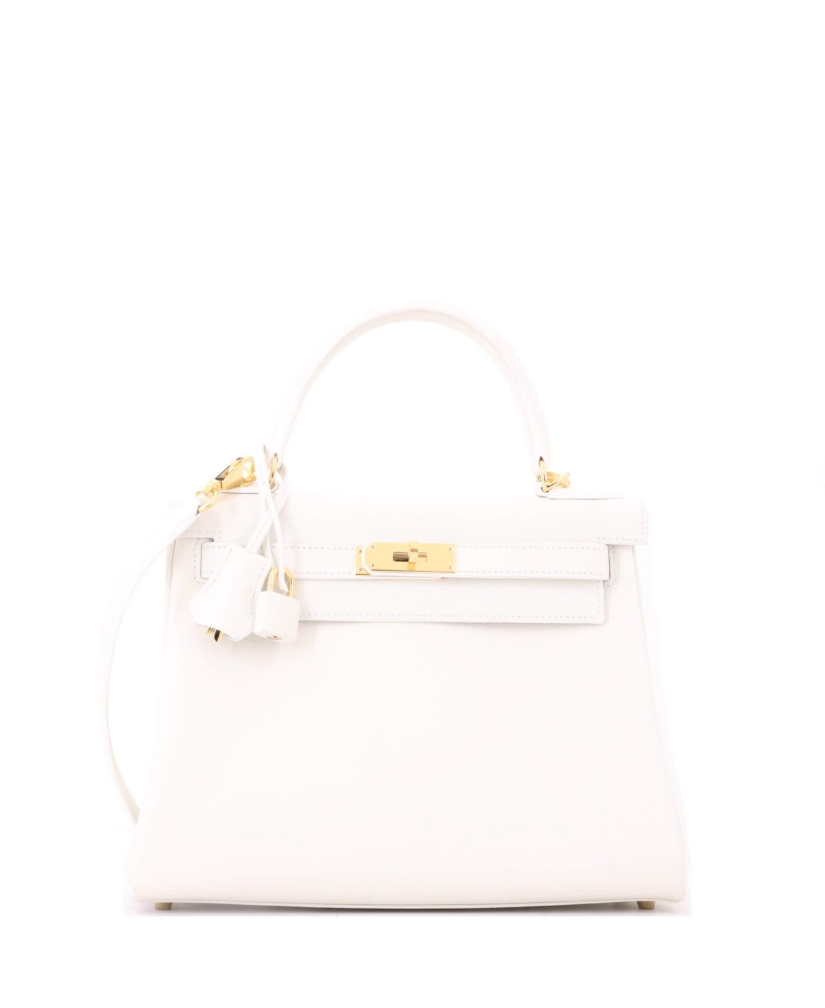 Click here for Pre-Owned HERMES Kelly 28 Handbag White Evercolor... prices