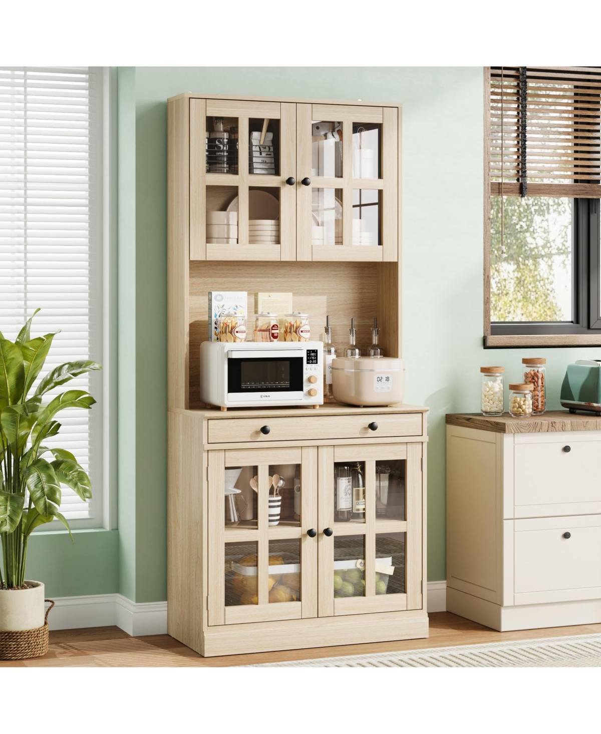 Click here for homfan 72 Inch Kitchen Pantry Cabinet with Glass D... prices