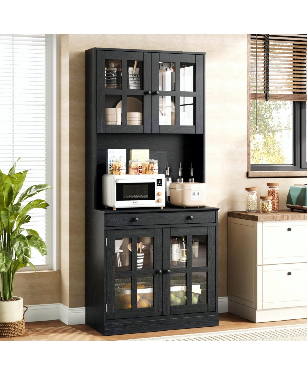 Click here for homfan 72 Inch Kitchen Pantry Cabinet with Glass D... prices
