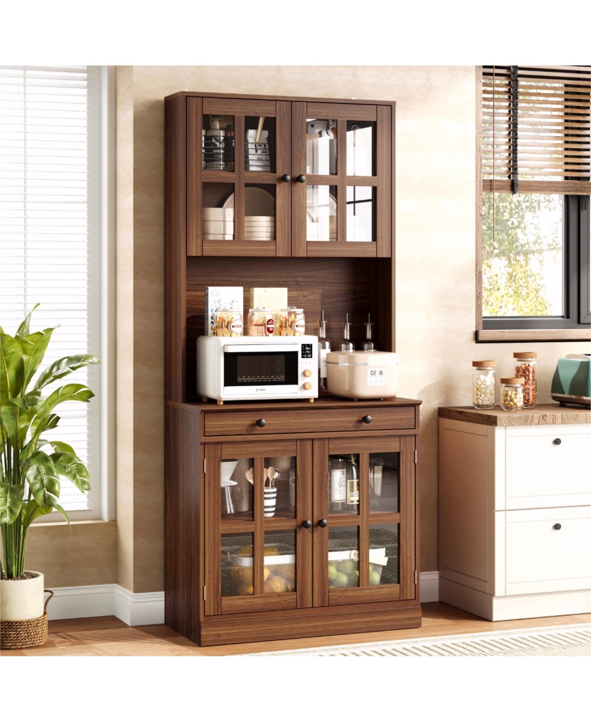 Click here for homfan 72 Inch Kitchen Pantry Cabinet with Glass D... prices