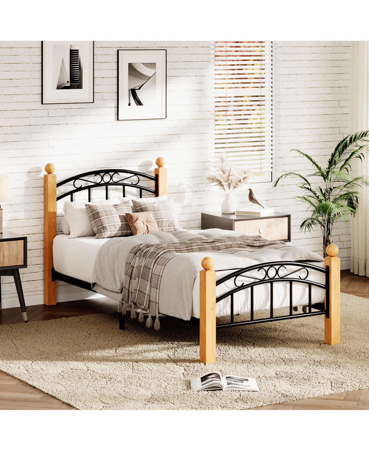 Click here for homfan Twin Metal Platform Bed Frame with Victoria... prices