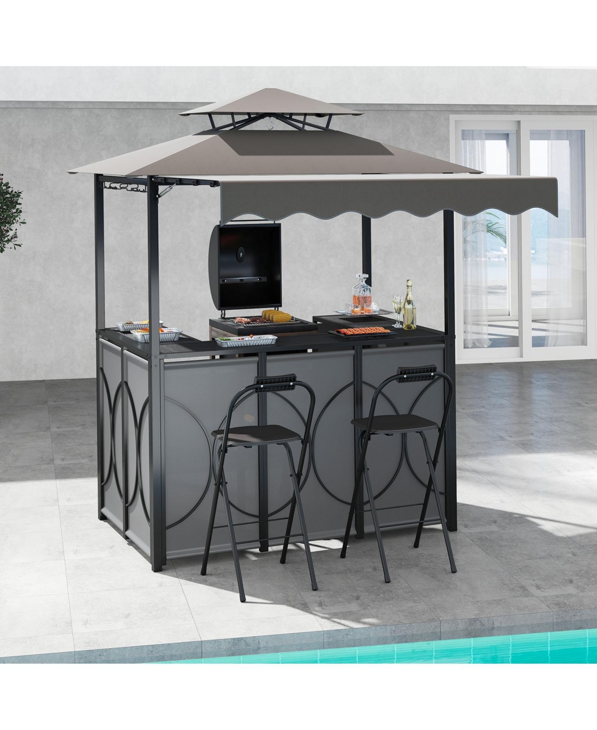 Click here for Gymax 3-Piece Outdoor Bbq Canopy w/ Bar Table and... prices