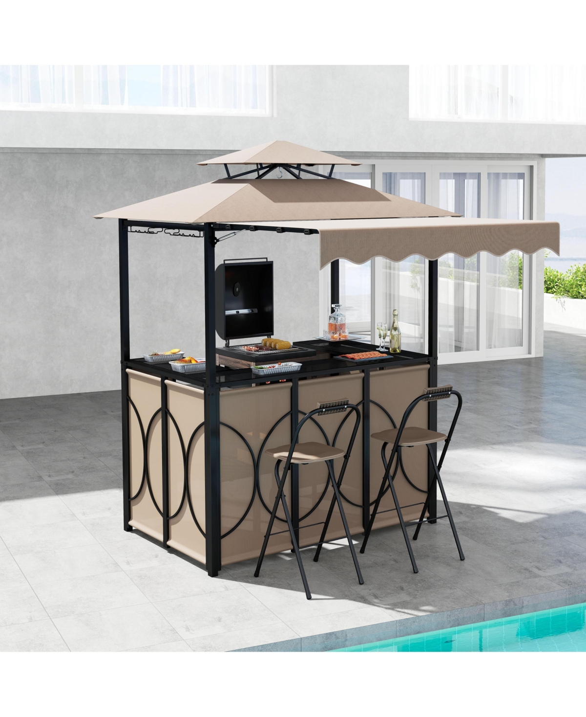 Click here for Gymax 3-Piece Outdoor Bbq Canopy w/ Bar Table and... prices