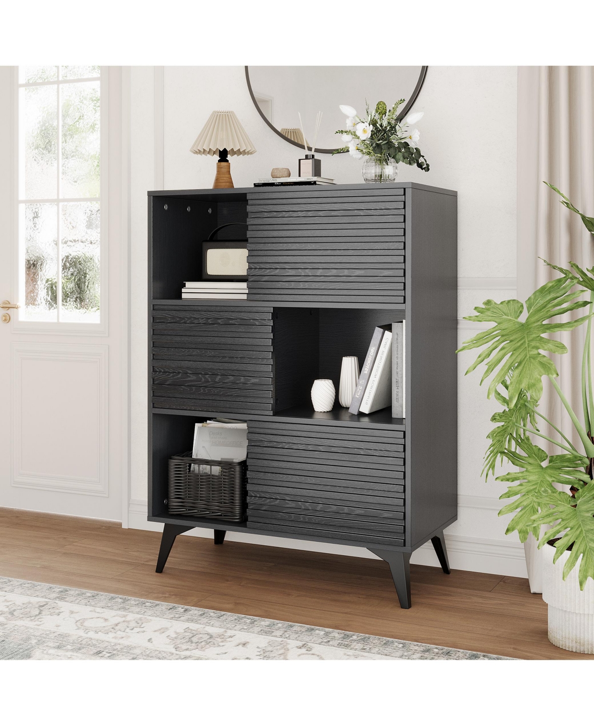 Click here for homfan Fluted Storage Cabinet with Sliding Doors... prices
