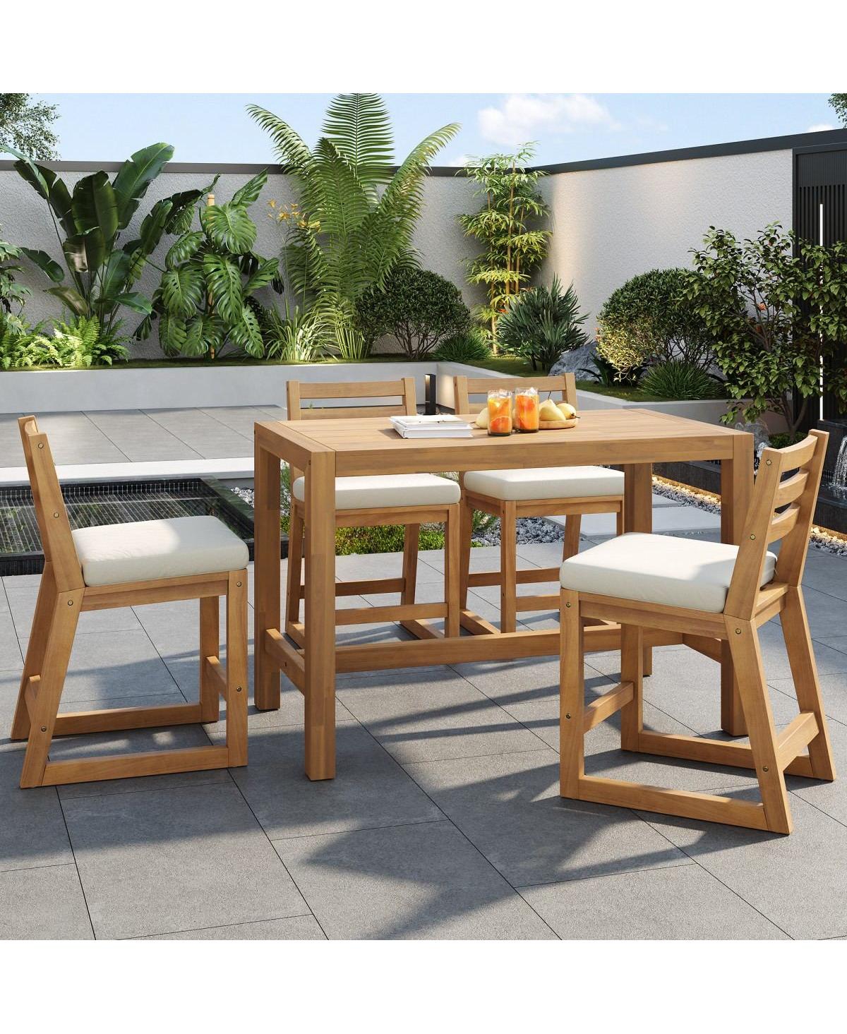 Click here for Asagikoiai 5-Piece Outdoor Bar Height Dining Set w... prices